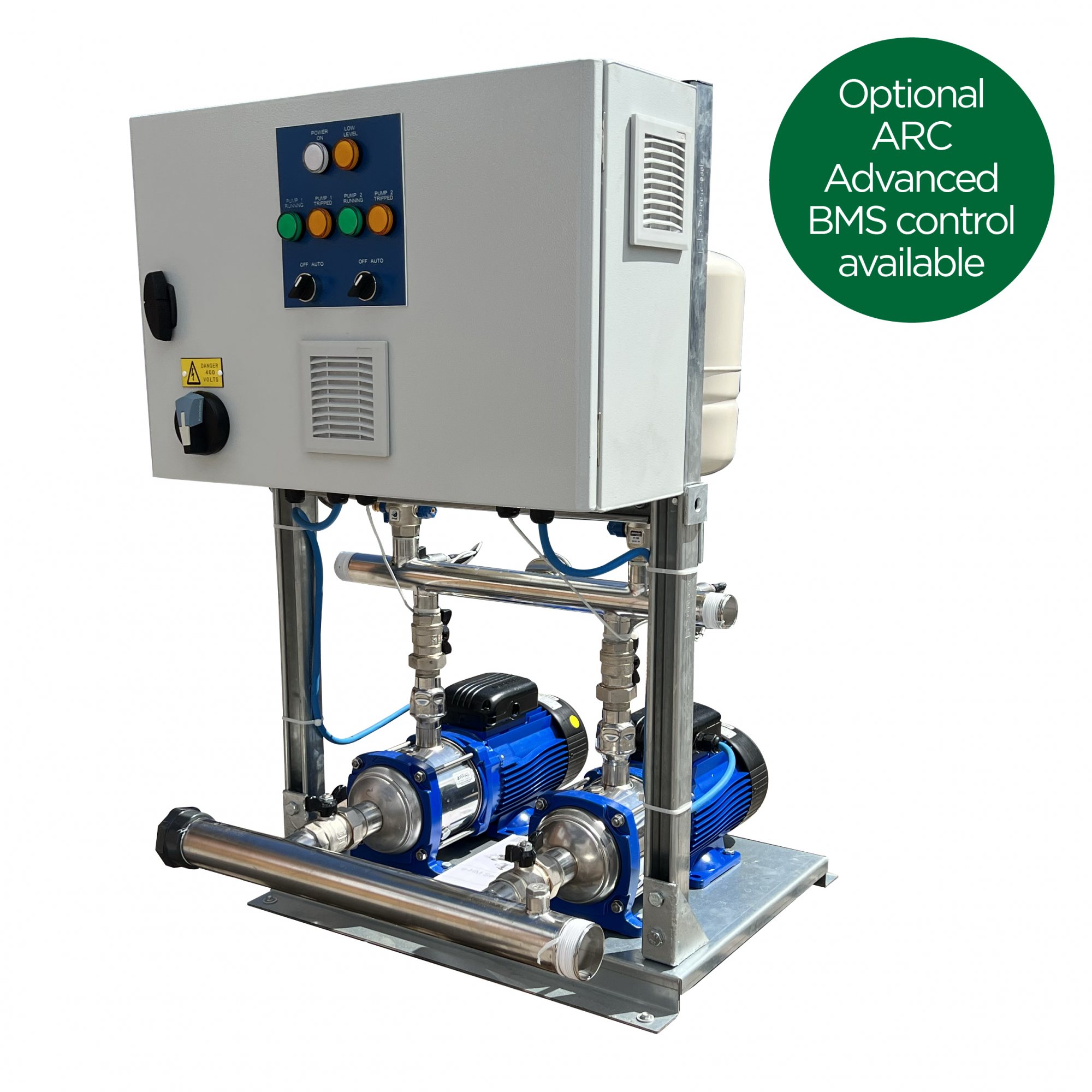 Twin Variable Speed Booster Set, 100l/min @ 4.5 Bar - Tanks Direct