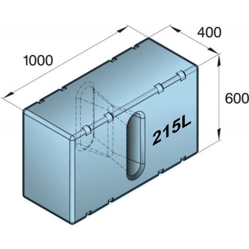 210 Litre Vetus Rigid Waste Water Tank - Tanks Direct