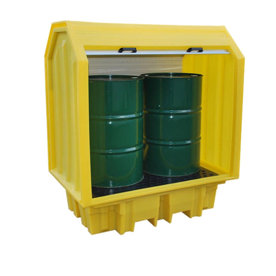 2 Drum Lockable Bunded Pallet with Hard Cover - Tanks Direct