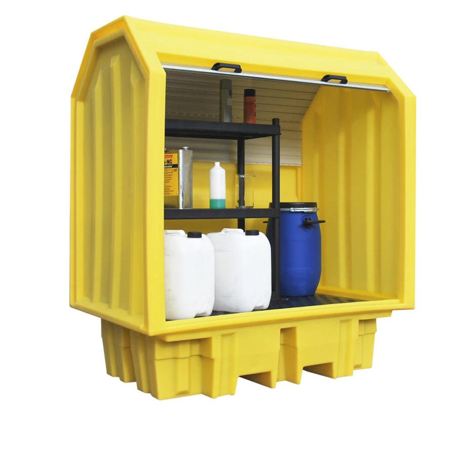 Lockable Bunded Pallet with Shelving Unit - Tanks Direct