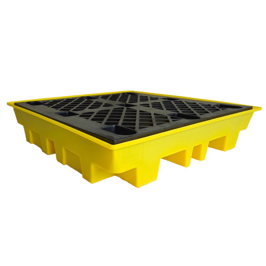 4 Drum Spill Pallet, Low Profile - Tanks Direct