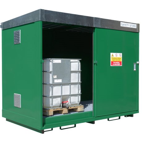 2 IBC / 8 Drum Steel Dual Purpose Sliding Door Storage Unit - Tanks Direct