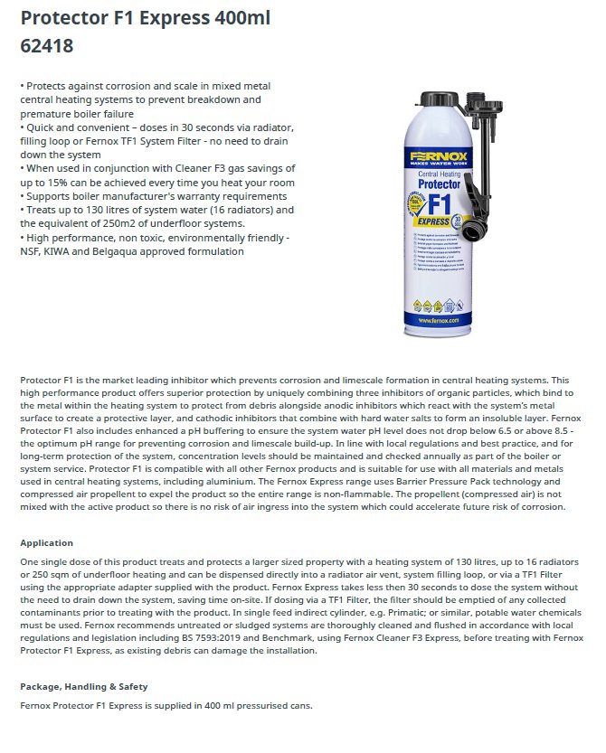 Fernox Protector F1 Express 400ml - Tanks Direct