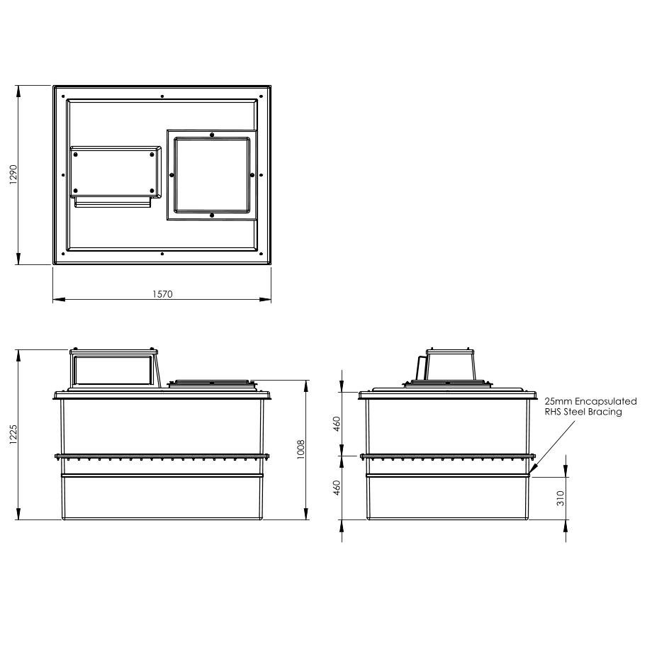 1364 Litre Type AB Air Gap GRP Water Tank - Tanks Direct