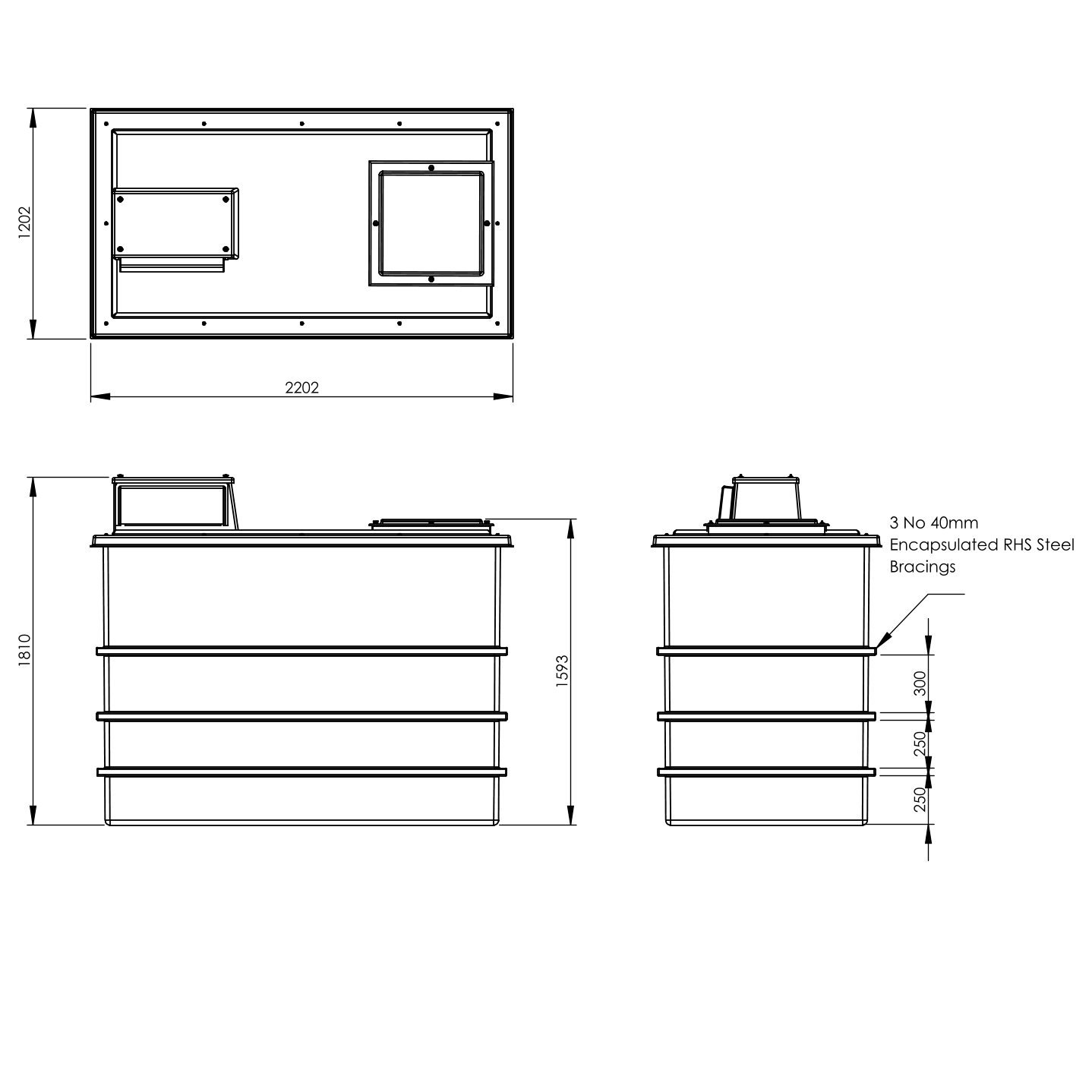 3001 Litre Type AB Air Gap GRP Water Tank, Insulated, Cat 5 - Tanks Direct