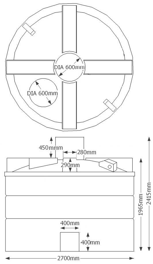 10,000 Litre Underground Potable Water Tank - Tanks Direct