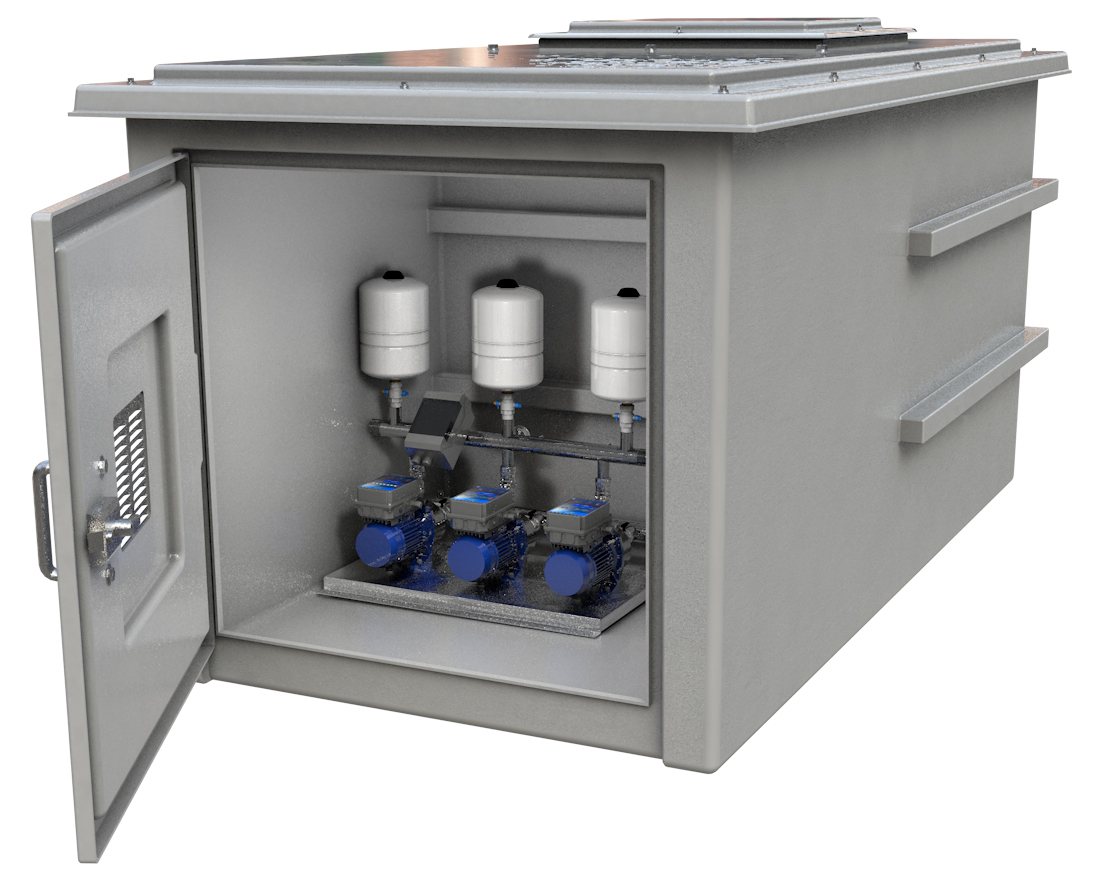 2250 Litre GRP Pump Enclosure Triple Pump CUCOMP.5625-2250 - Tanks Direct