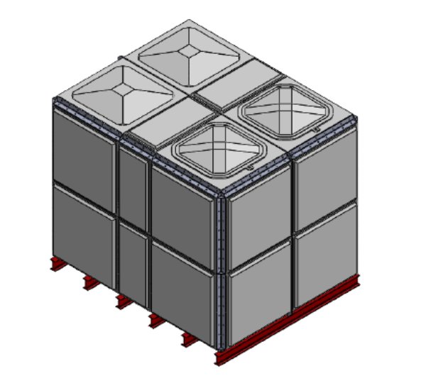 12249 Litre GRP Sectional Water Tank, TIF, Divided 2.5x2x2 - Tanks Direct