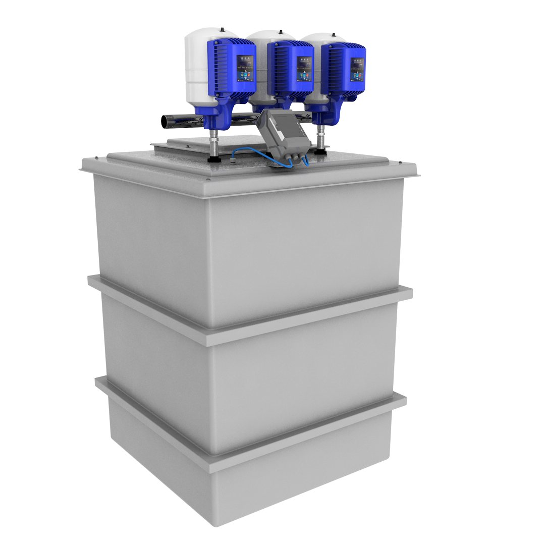 1501L GRP Water Tank + Triple Pump Booster Set - Tanks Direct