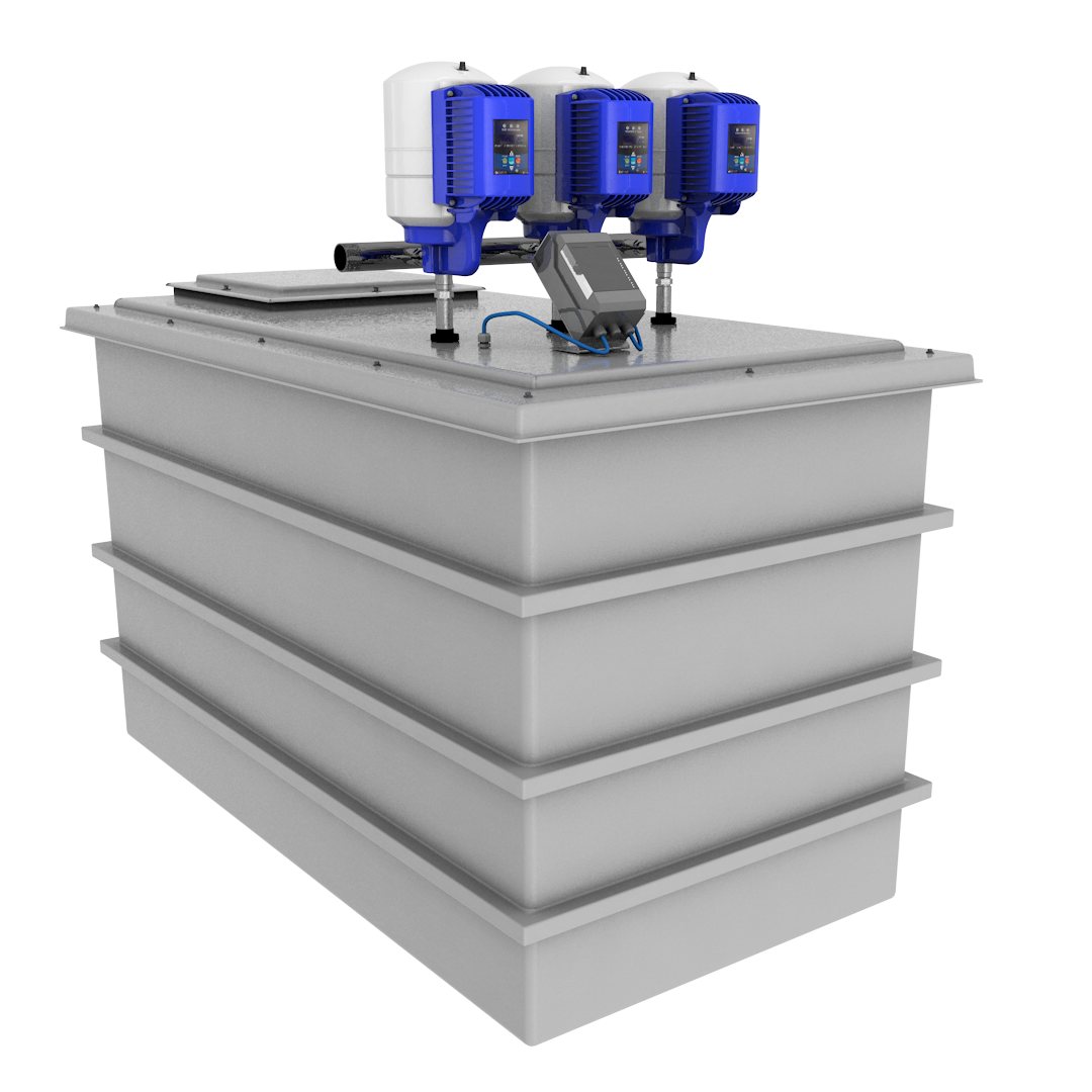 2501L GRP Tank + Triple Pump Booster Set - Tanks Direct