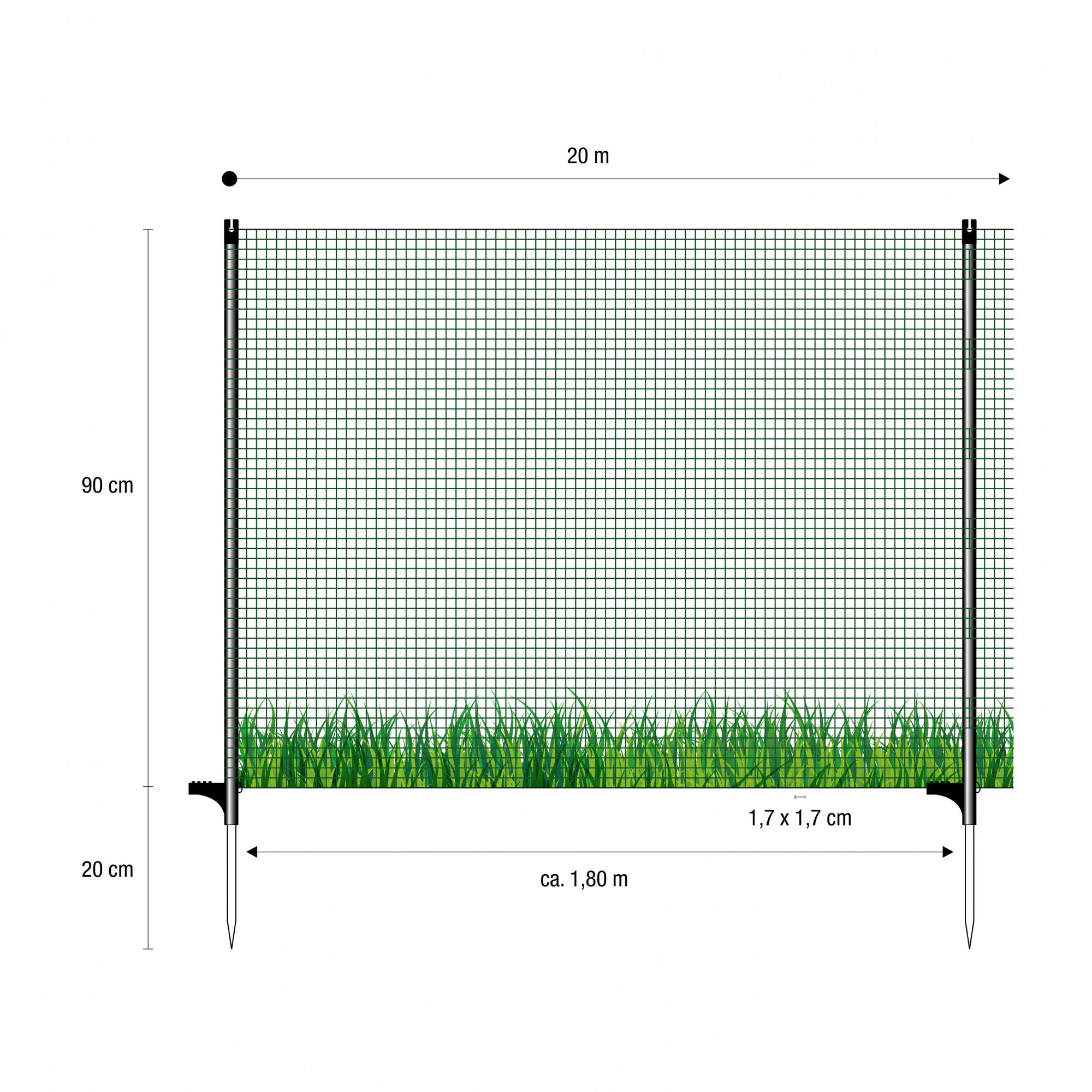 Hotline Temporary Fencing Boundary/Livestock Net 20m - Tanks Direct