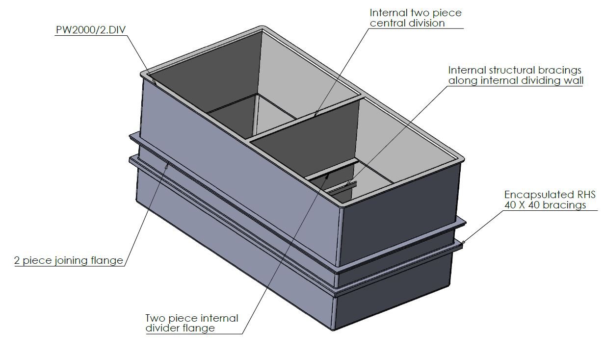 2501 Litre Two Piece Divided GRP Water Tank, Insulated - Tanks Direct