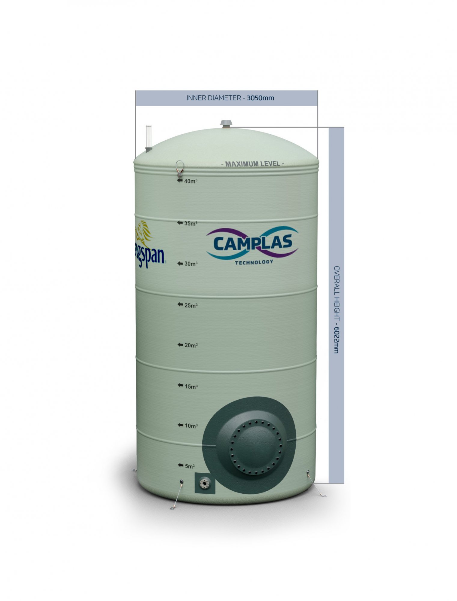 40m3 Camplas GRP Chemical Bulk Storage Tanks - Tanks Direct