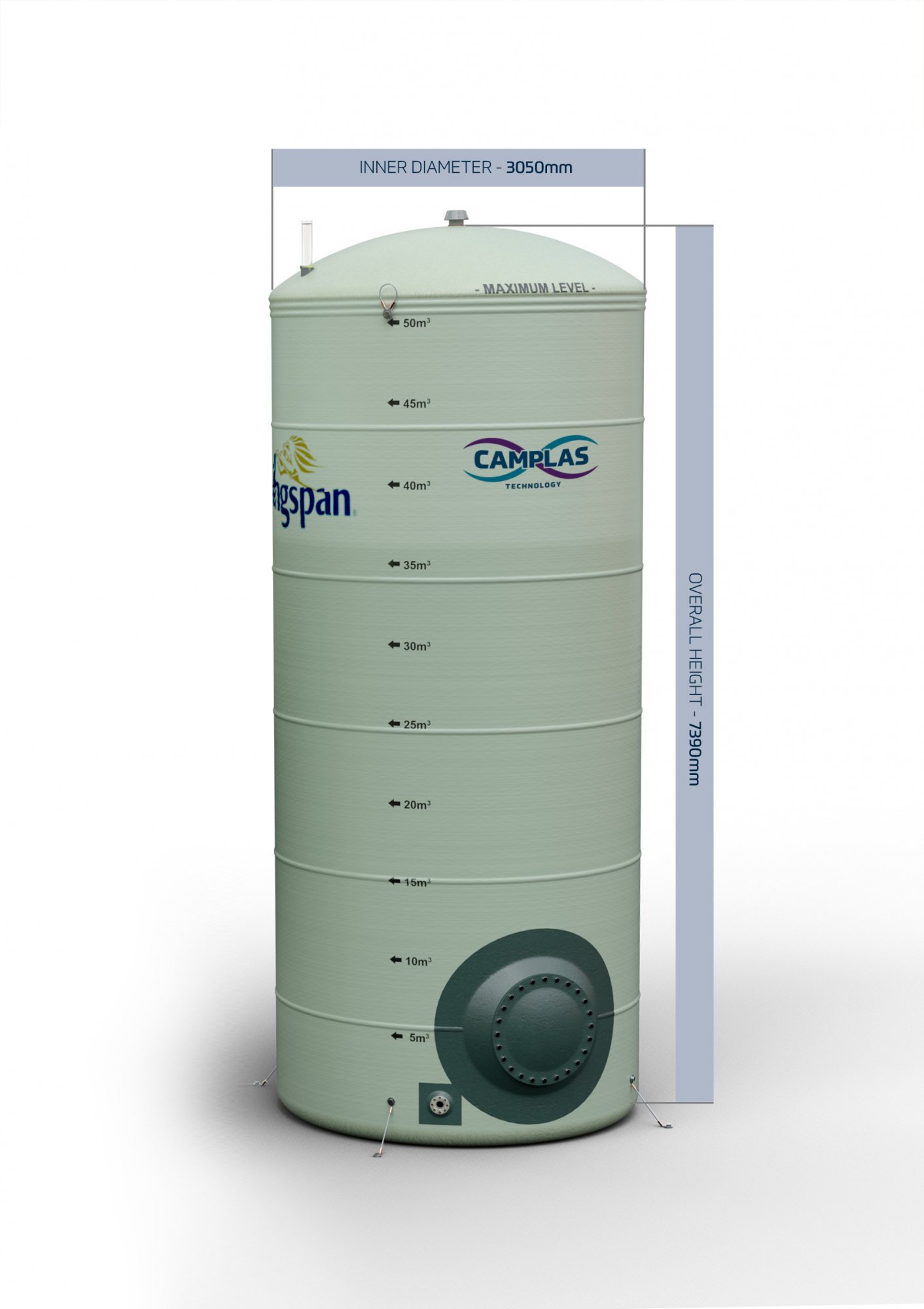 50m3 Camplas GRP Chemical Bulk Storage Tanks - Tanks Direct