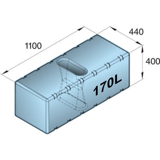 170 Litre Vetus Rigid Waste Water Tank - Tanks Direct