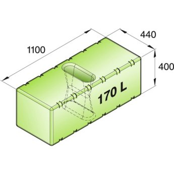170L Vetus Rigid Tank, Potable ATANK170-WTANK17 - Tanks Direct