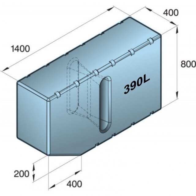 390 Litre Vetus Rigid Waste Water Tank - Tanks Direct