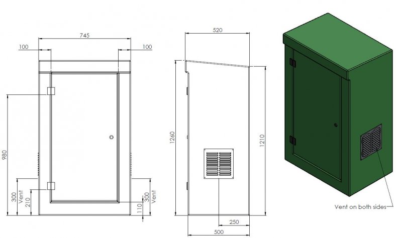 GRP Kiosk - 750mm x 500mm x 1250mm - Single Door (0018040) - Tanks Direct