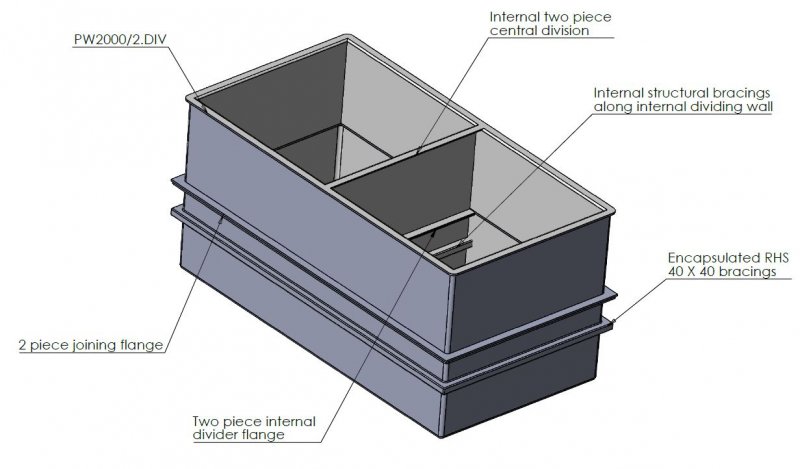 1500 Litre Two Piece Divided GRP Water Tank, Insulated - Tanks Direct